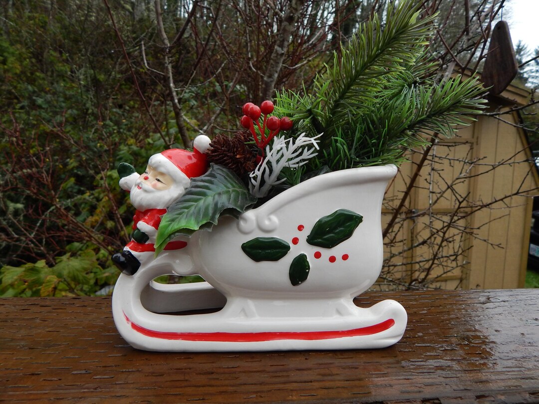 Vintage Ceramic Santa Sleigh by Frankel - Etsy