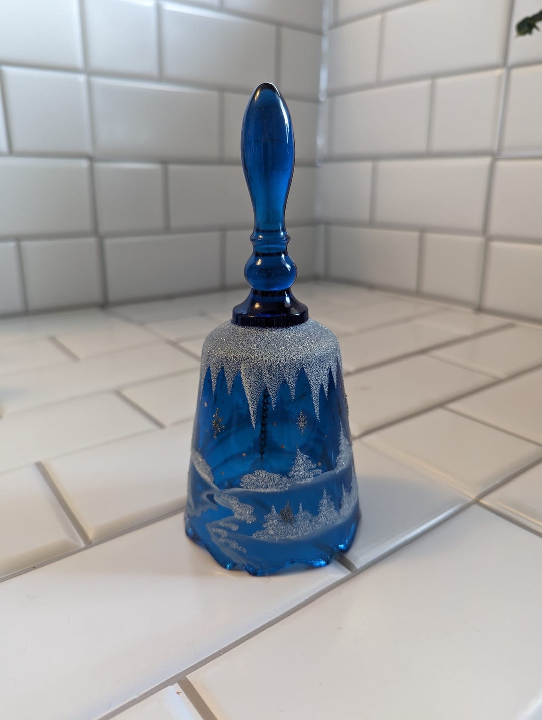 Vintage Colonial Blue Glass Bell - Etsy