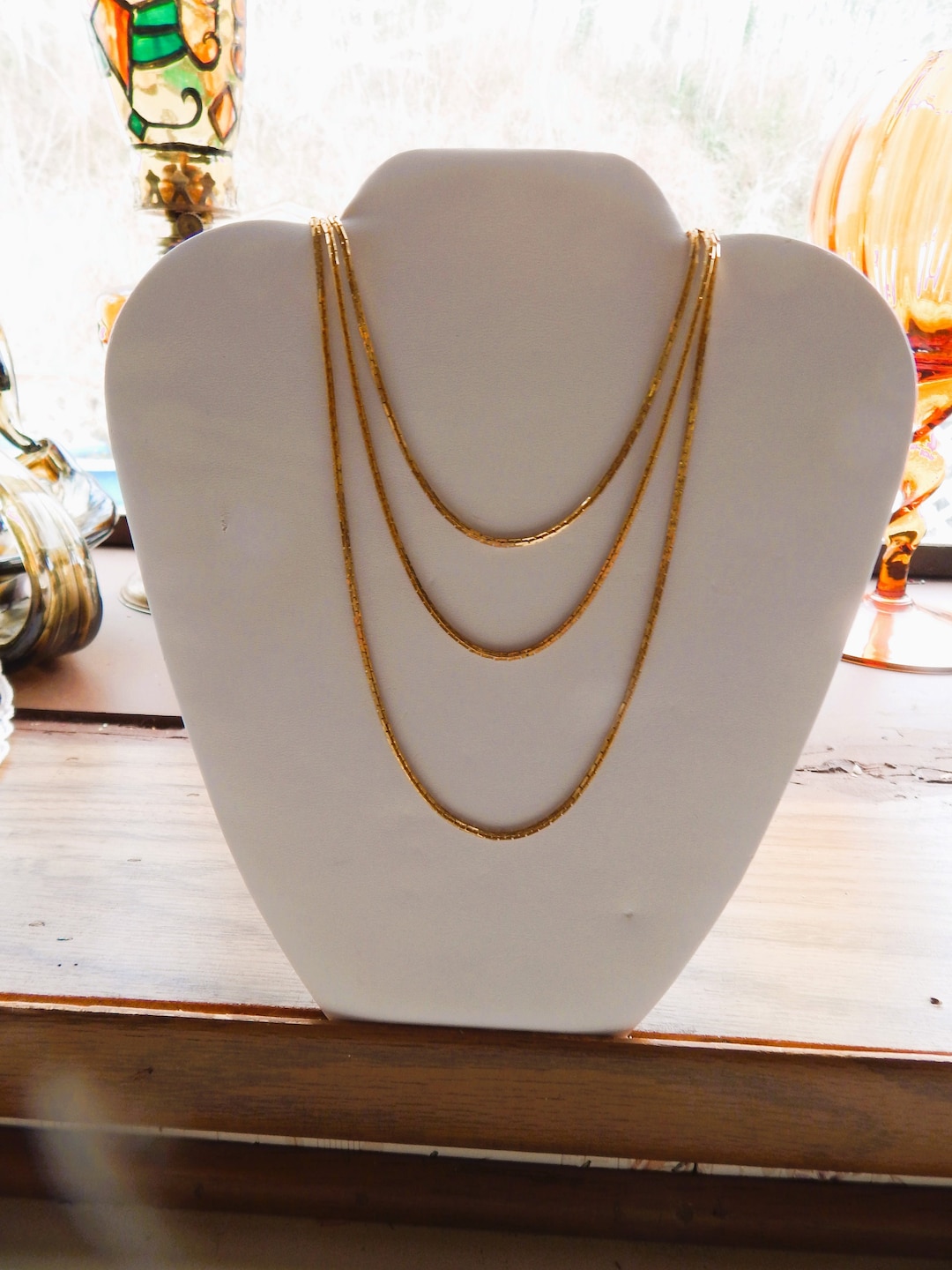 Costume Gold Triple Gold Chain Necklace - Etsy
