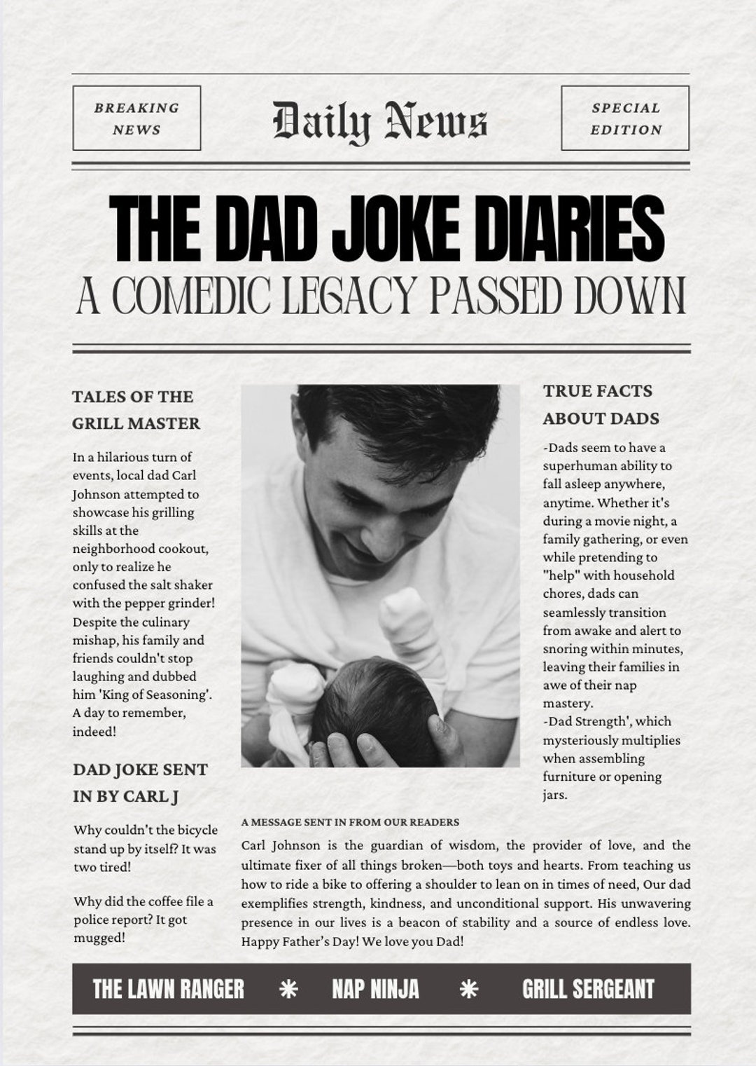Customisable Father's Day Newspaper Digital Print - Etsy