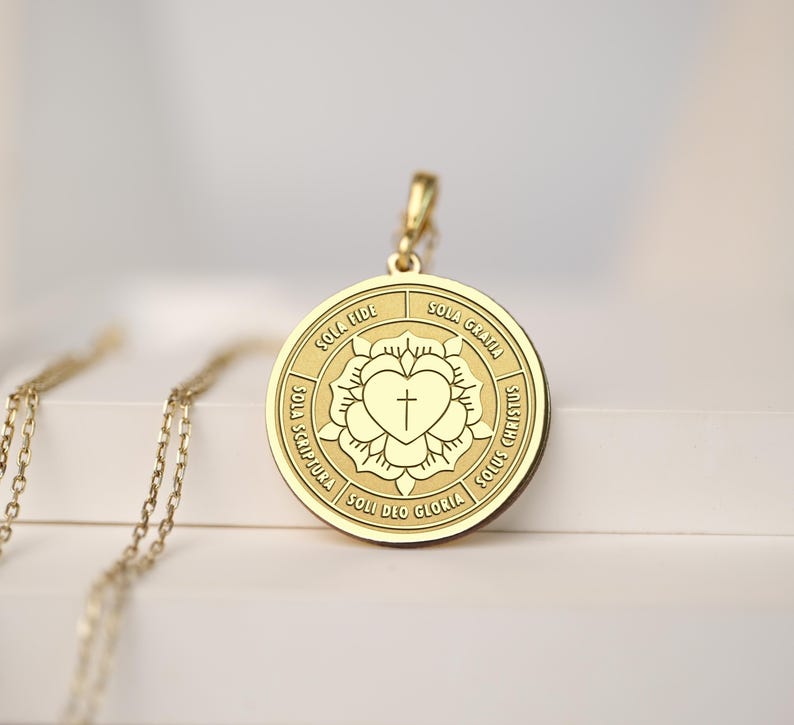 Luther Rose Necklace: Gold Plated Reformation Pendant, Christian ...