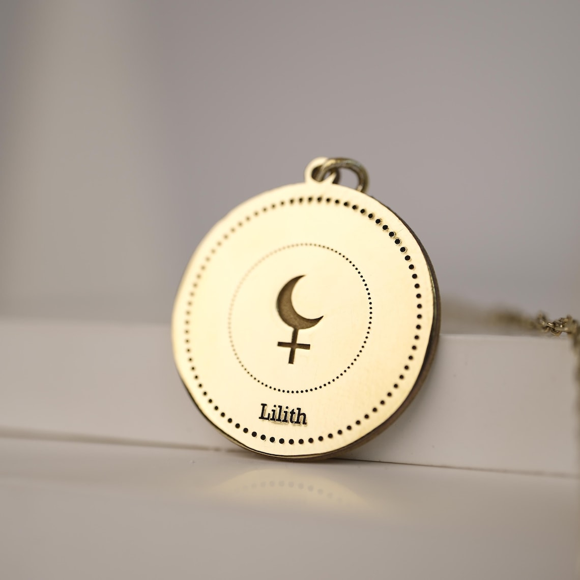 14K Solid Gold Lilith Pendant - Feminine Power Symbol, Goddess Necklace ...