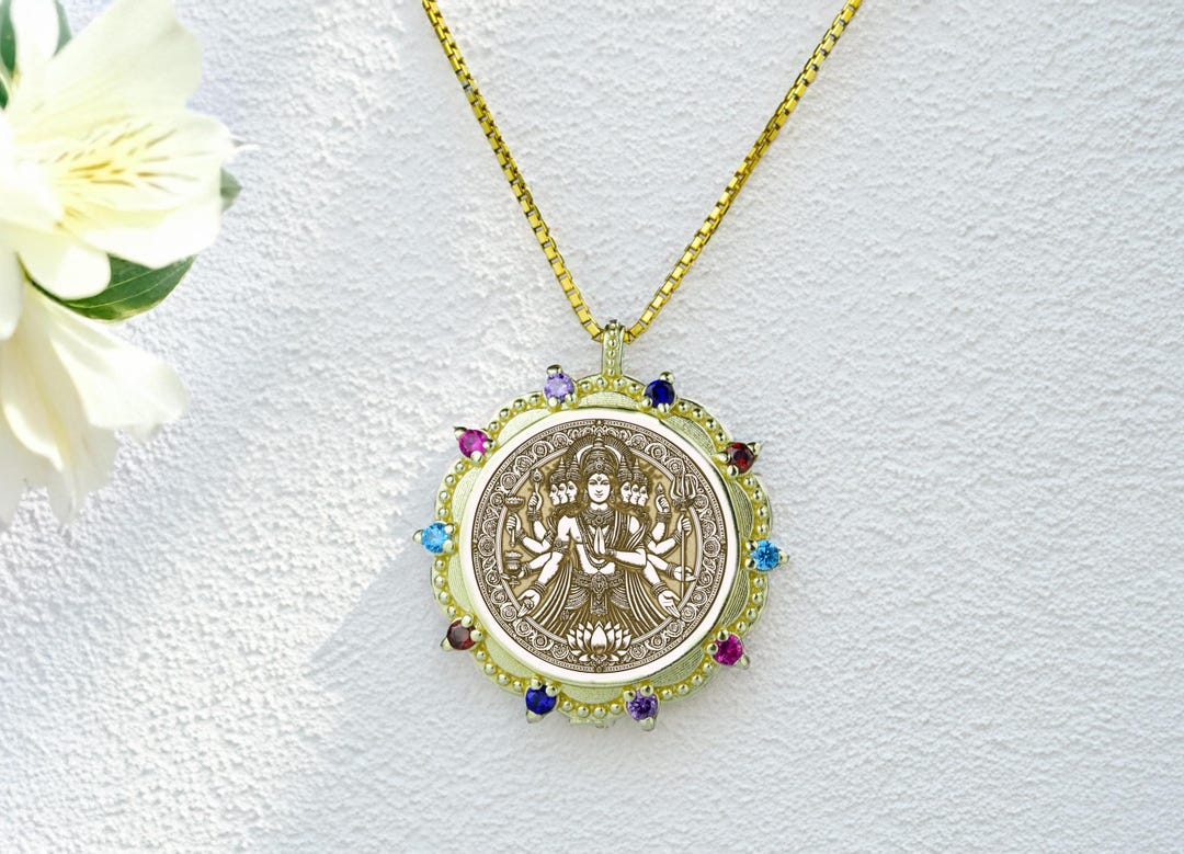 Kartikeya Medallion Necklace - Hindu Warrior God Pendant - 925 Silver ...