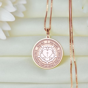 Luther Rose Necklace: Gold Plated Reformation Pendant, Christian ...