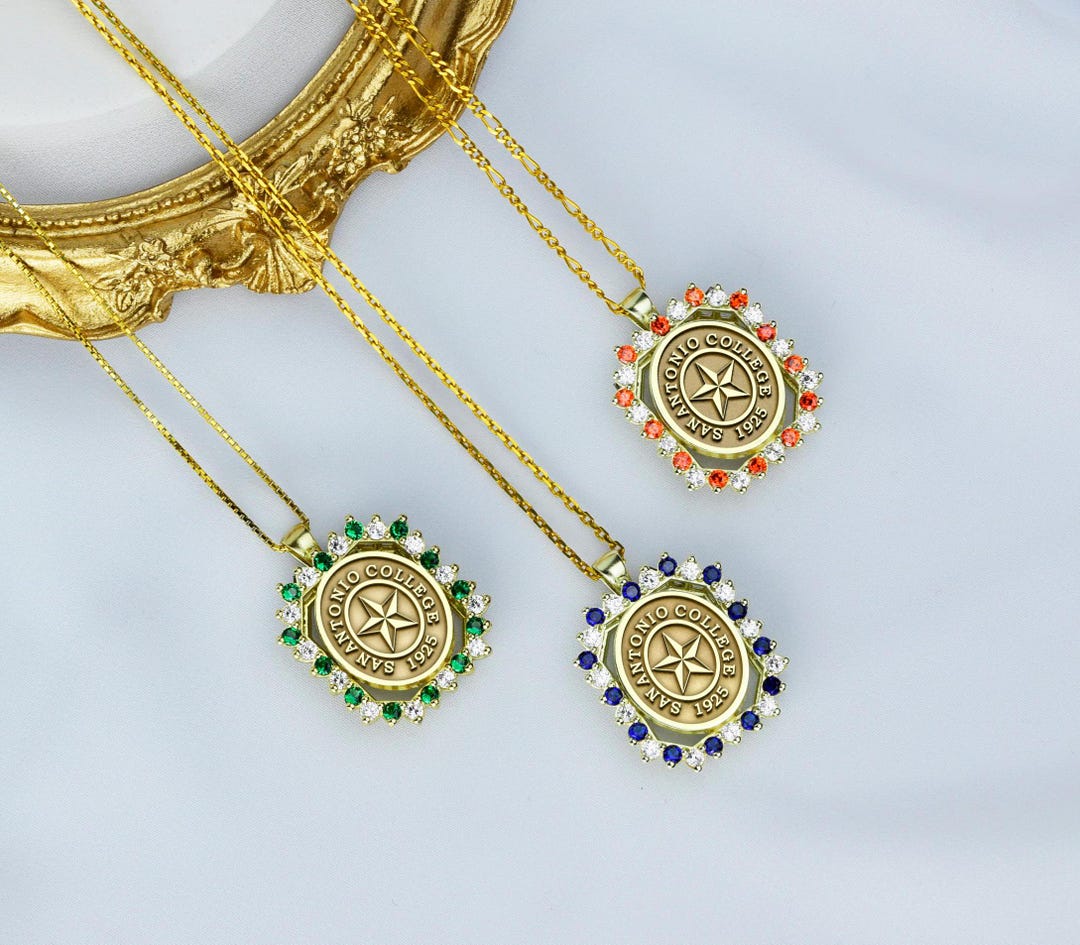 Personalized University Pendant - Custom Birthstone College Necklace ...