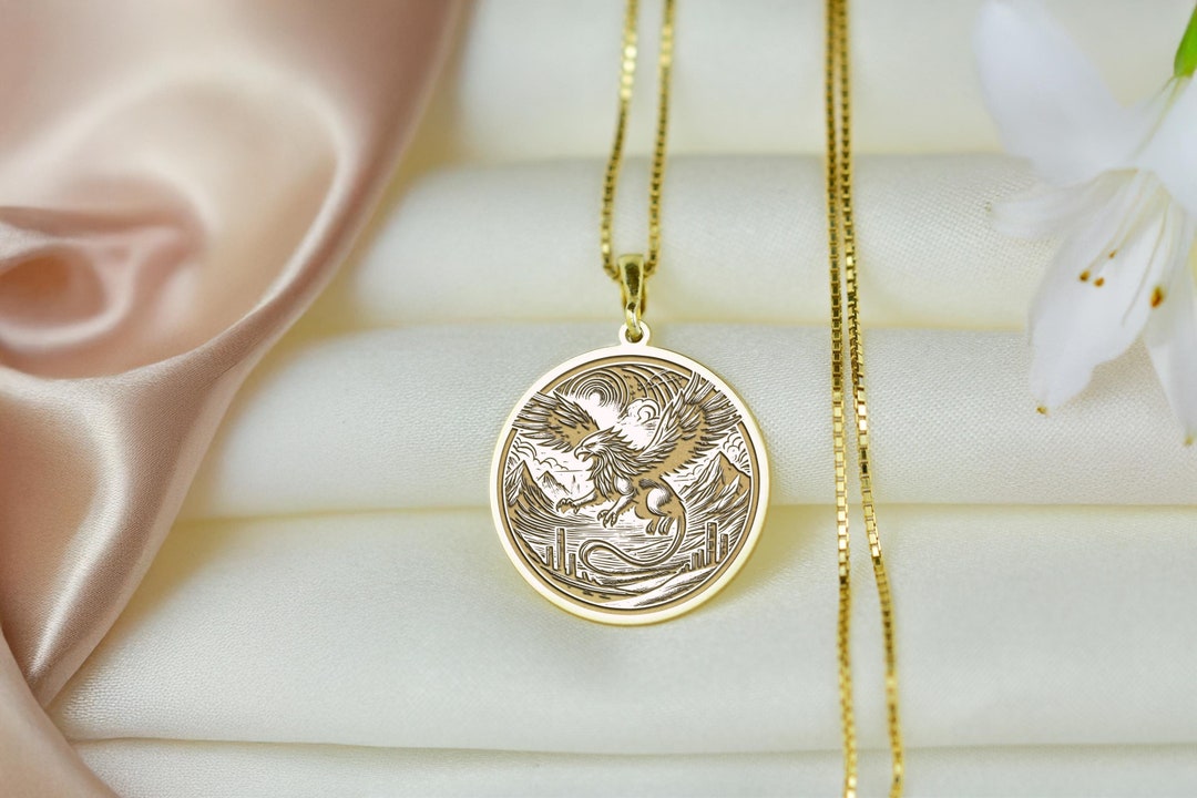 Griffin Medallion Necklace: Handmade 925 Silver Gryphon, Guardian ...