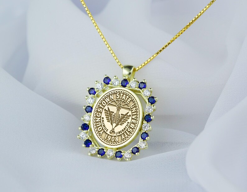 Custom University Logo Necklace – Gold Plated Medallion, Graduation ...