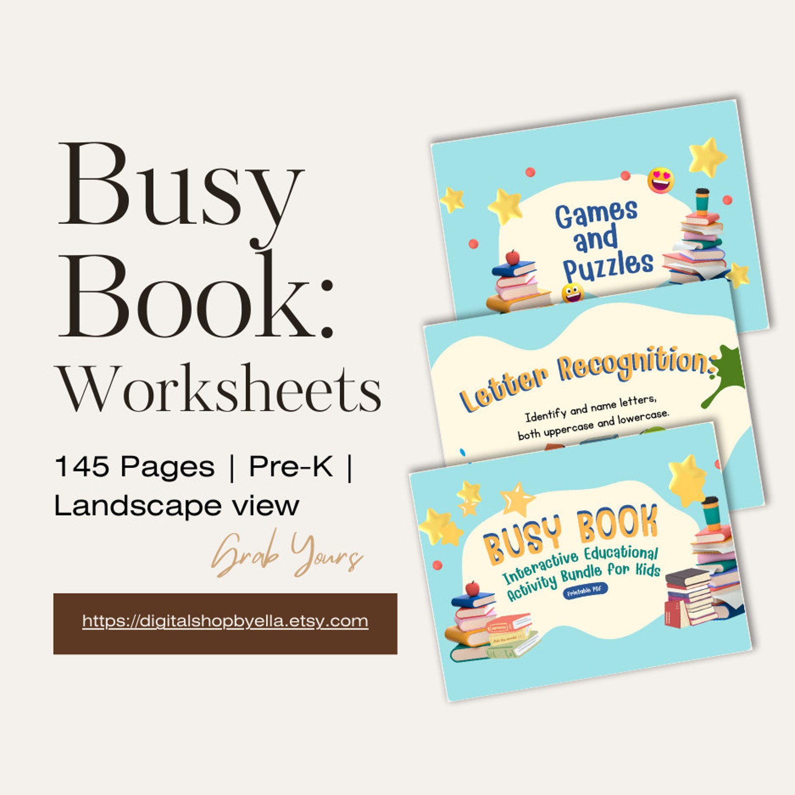 Interactive Educational Quiet Busy Activity Bundle for Kids - Cognitive ...