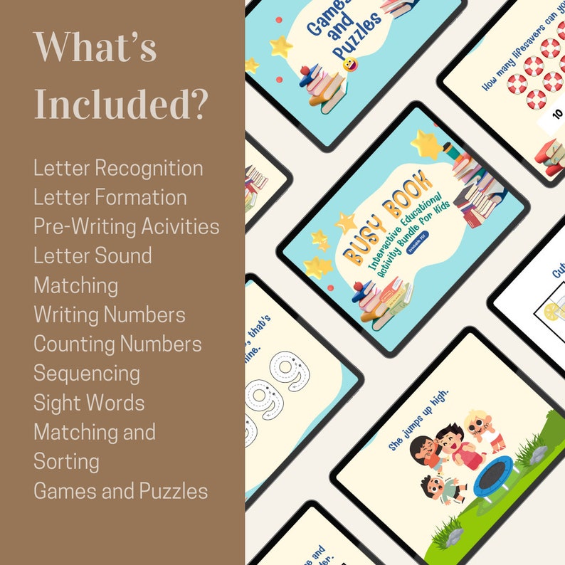 Interactive Educational Quiet Busy Activity Bundle for Kids - Cognitive ...