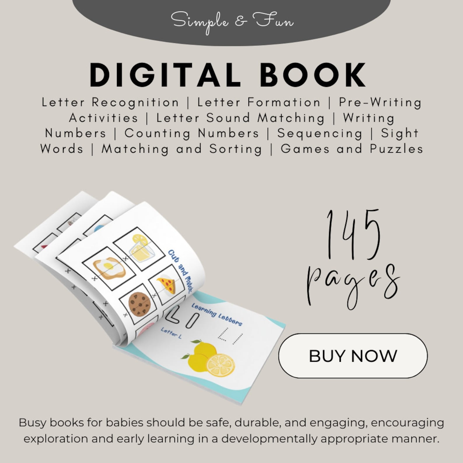 Interactive Educational Quiet Busy Activity Bundle for Kids - Cognitive ...