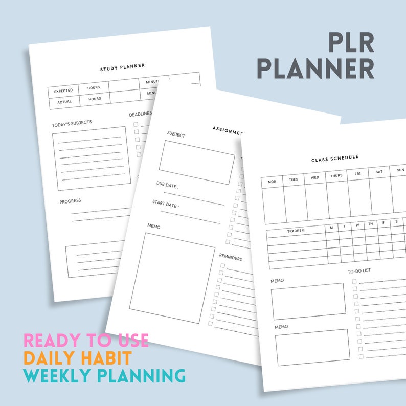 PLR Student Planner Printable PDF, Canva Template, Undated, With Resell ...