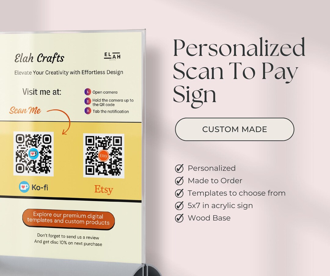 Personalized Scan to Pay Standee Qr Code Sign Handmade Gift Birthday ...