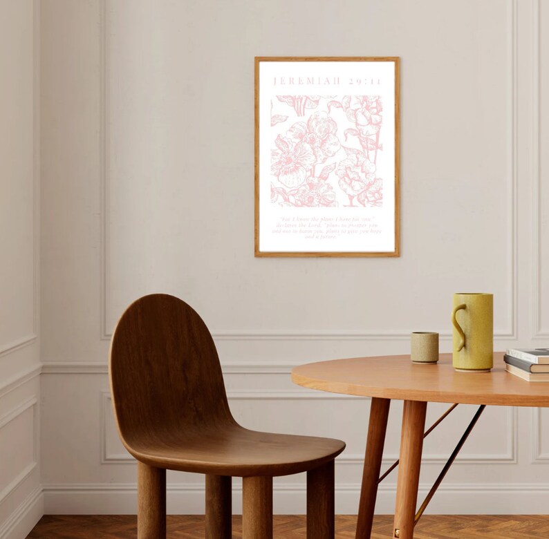 Christian Bible Poster, Jeremiah 29:11 Christian Wall Art, Pink Floral ...