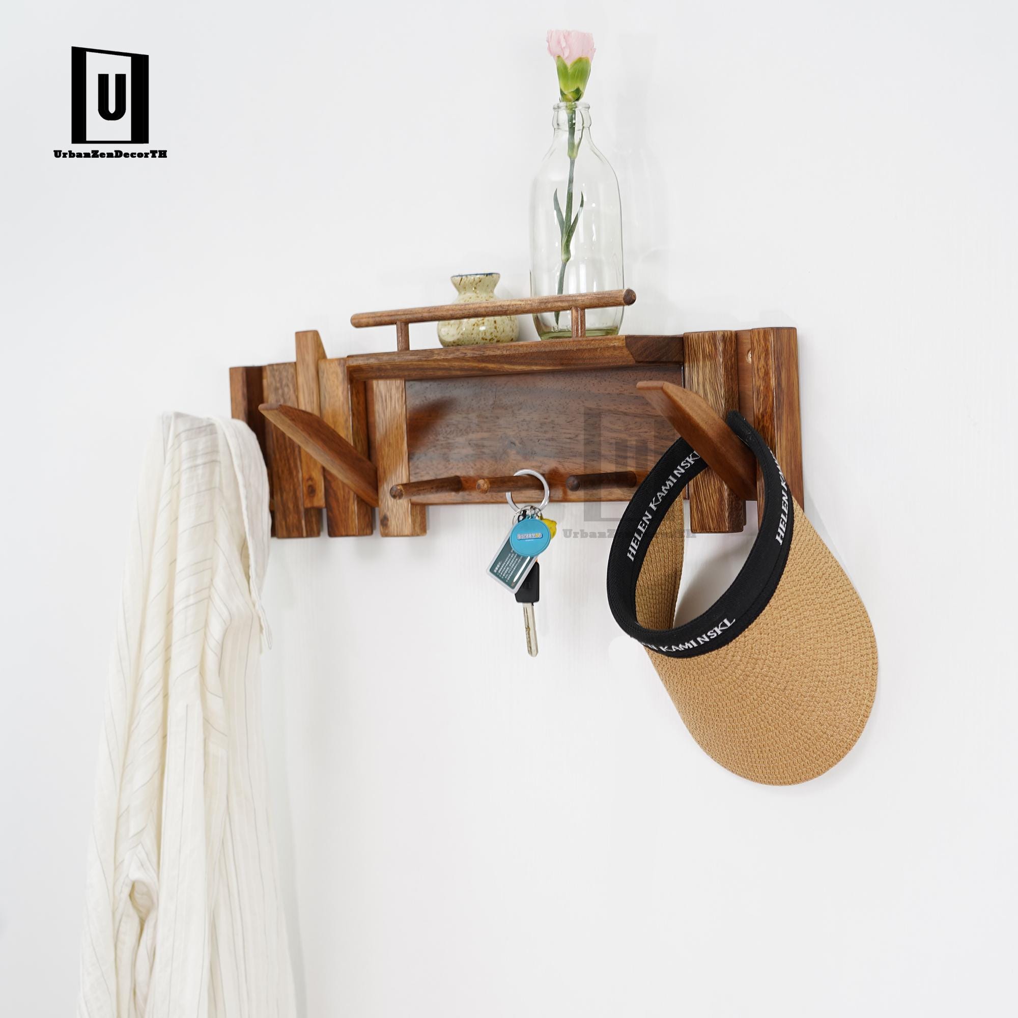 Solid Walnut Coat Rack With Picture Ledge,wall Mount Coat Rack,entryway ...