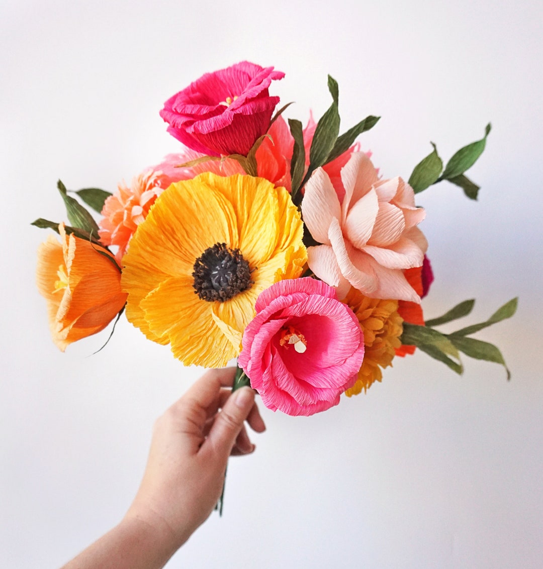 Bright Multicolor Handmade Crepe Paper Flower Bouquet - Etsy
