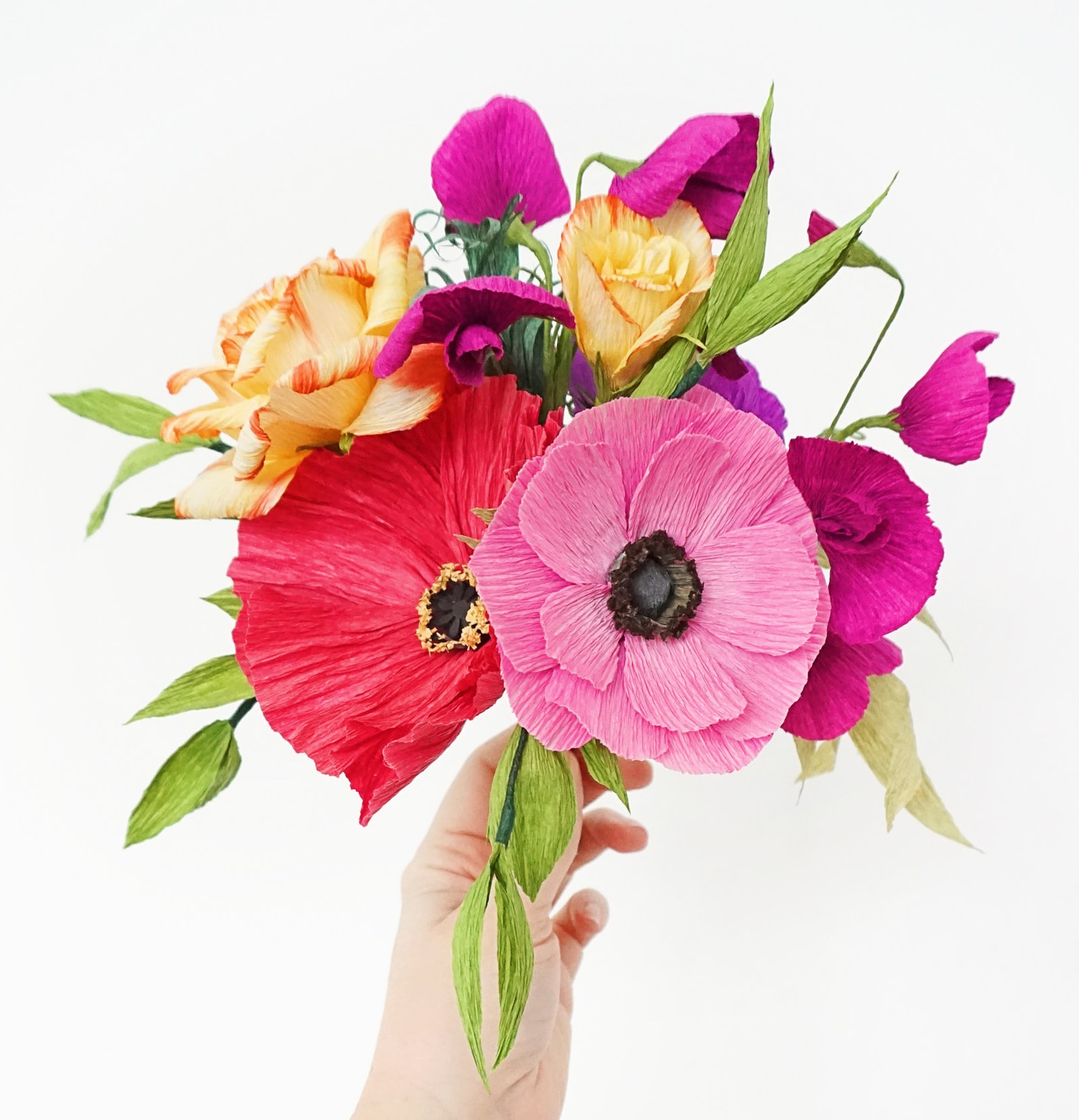 Bright Multicolor Handmade Crepe Paper Flower Bouquet - Etsy