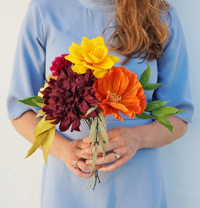 Bright Multicolor Handmade Crepe Paper Flower Bouquet - Etsy
