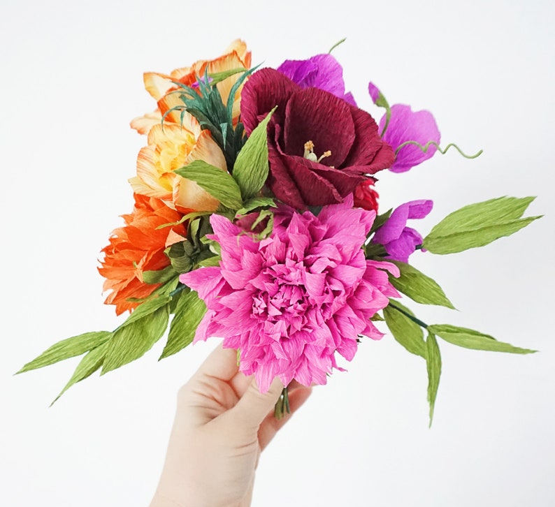 Bright Multicolor Handmade Crepe Paper Flower Bouquet - Etsy