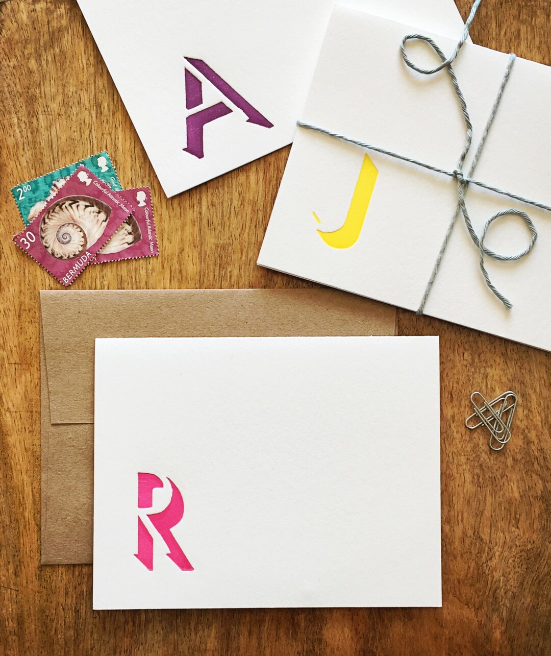 Custom Shadow Monogram Letterpress Stationery - Etsy