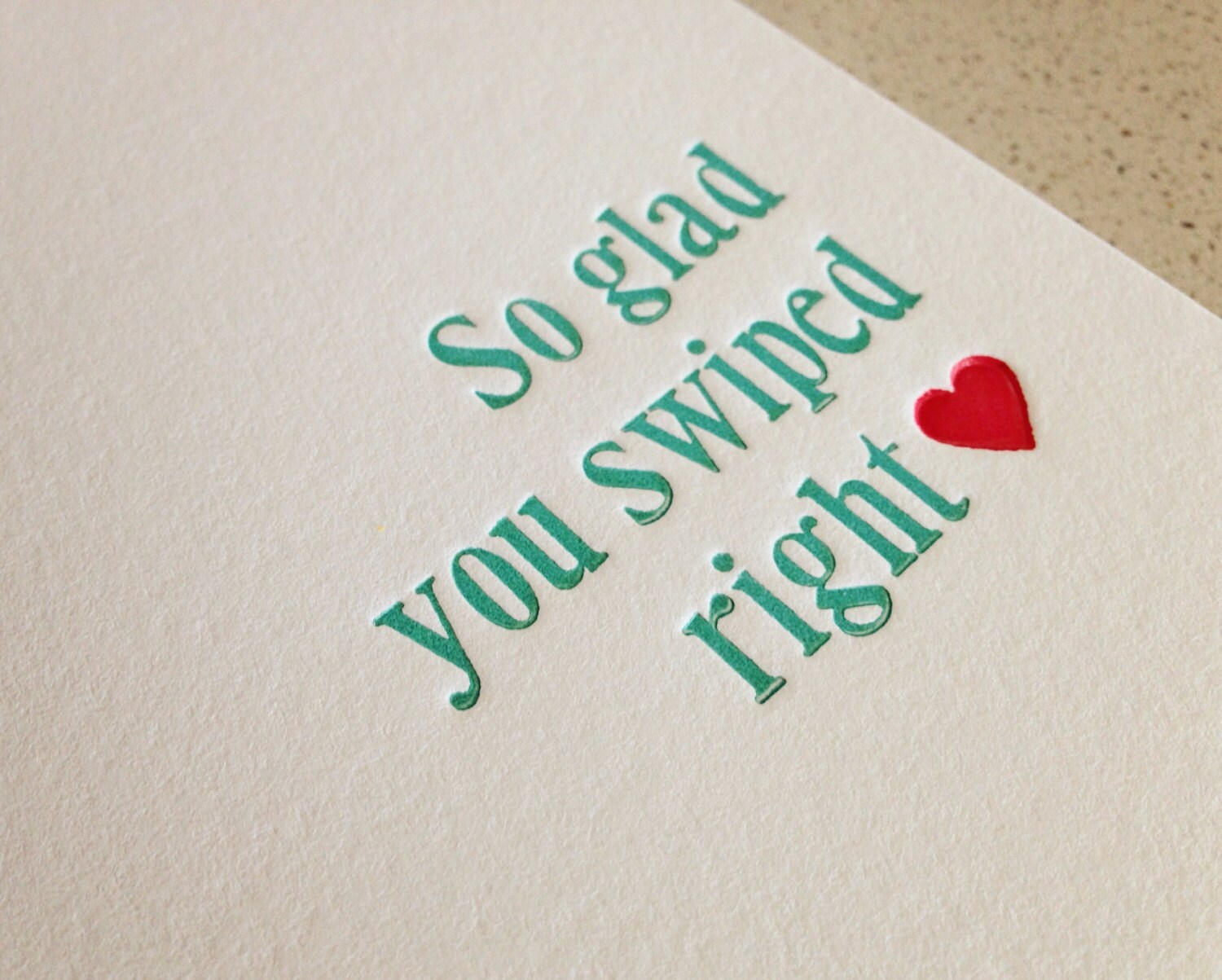 So glad you swiped right letterpress card | Etsy