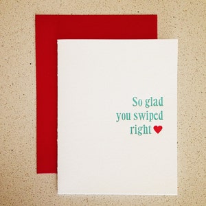 So Glad You Swiped Right Letterpress Card - Etsy