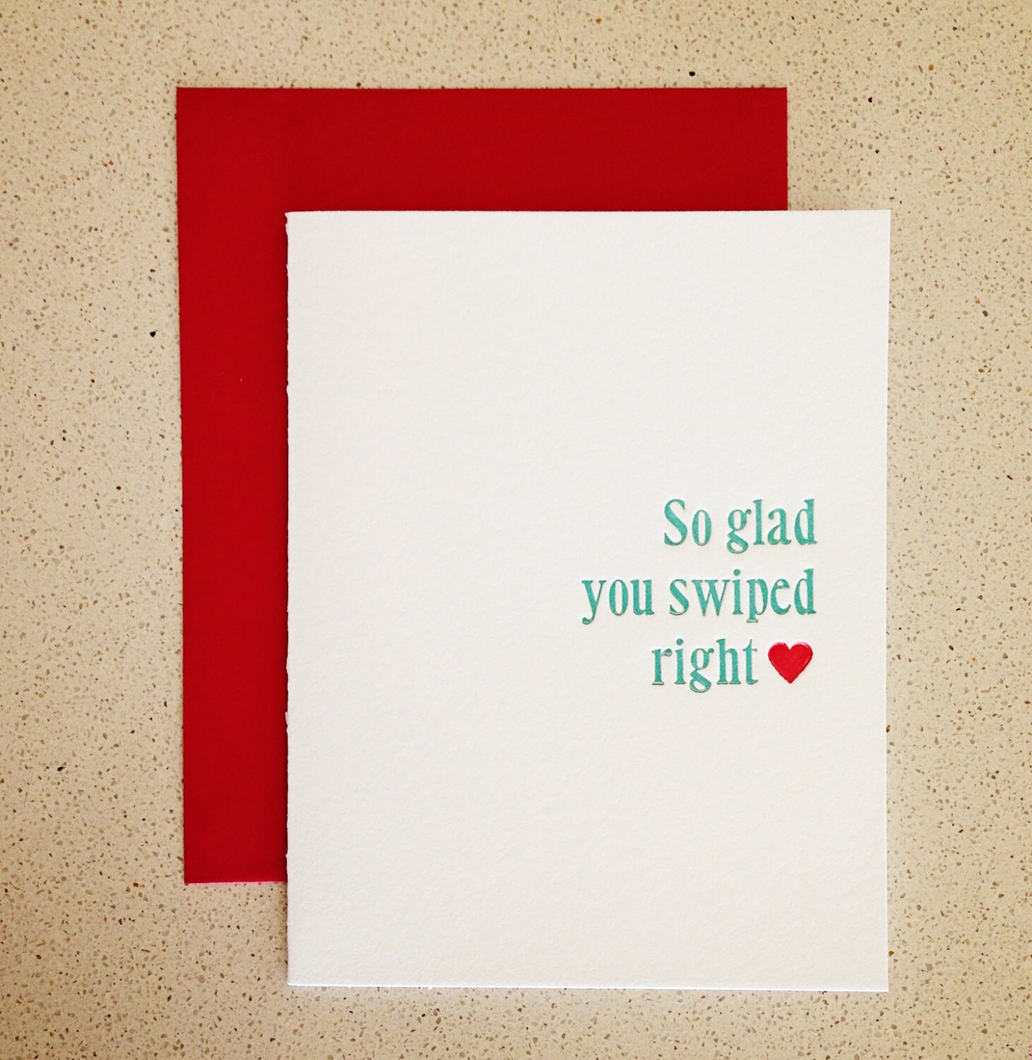 So glad you swiped right letterpress card | Etsy