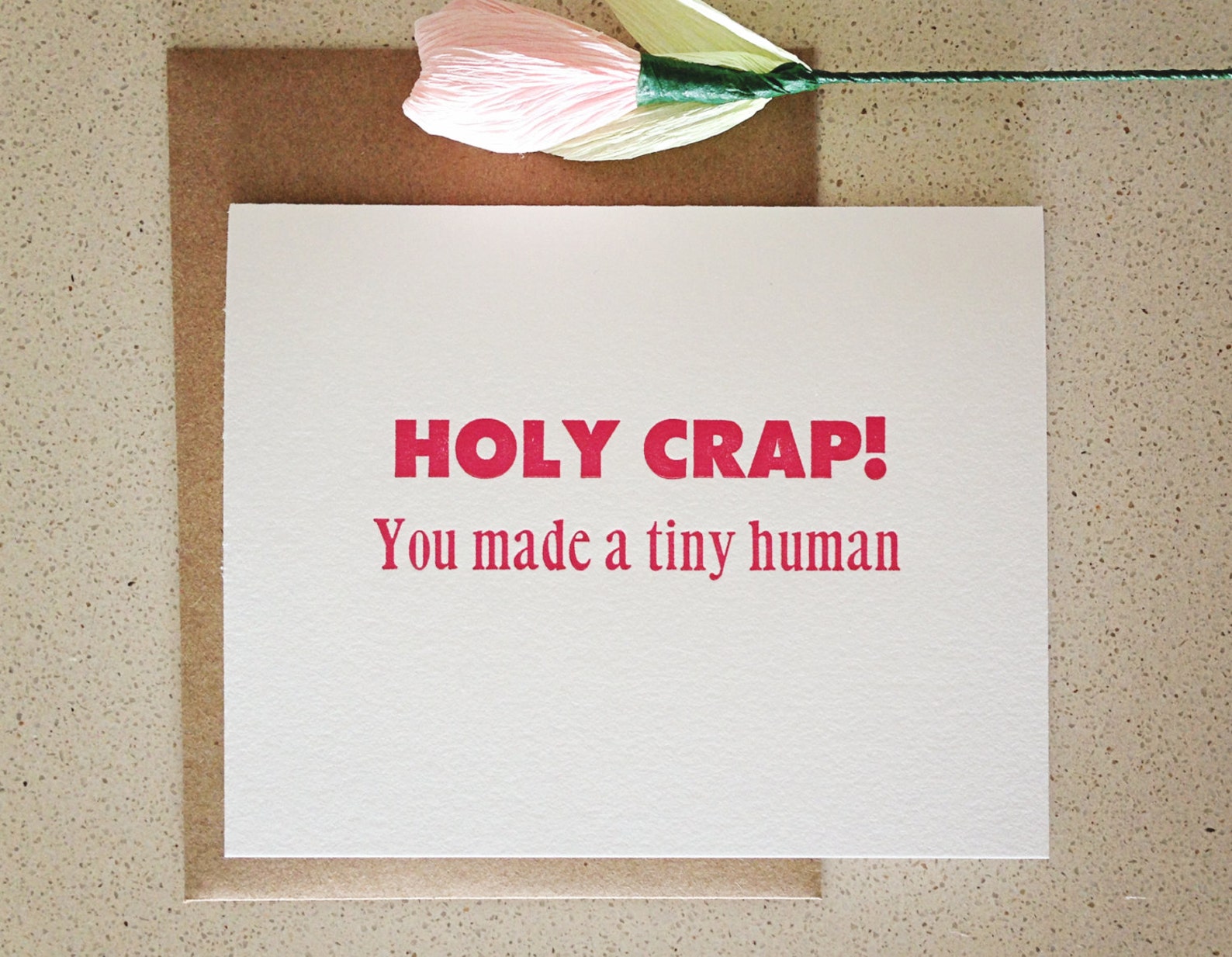 HOLY CRAP New Baby Letterpress Card | Etsy