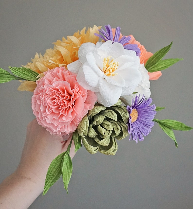 Multicolor Pastel Handmade Crepe Paper Flower Bouquet the - Etsy Canada