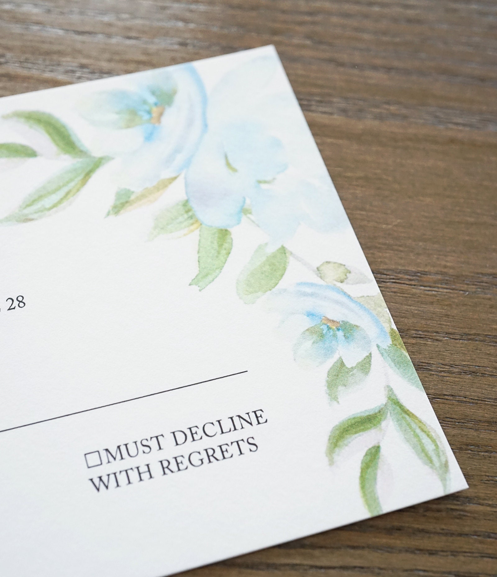 Blue Watercolor Floral & Brush Lettering Wedding Invitations | Etsy