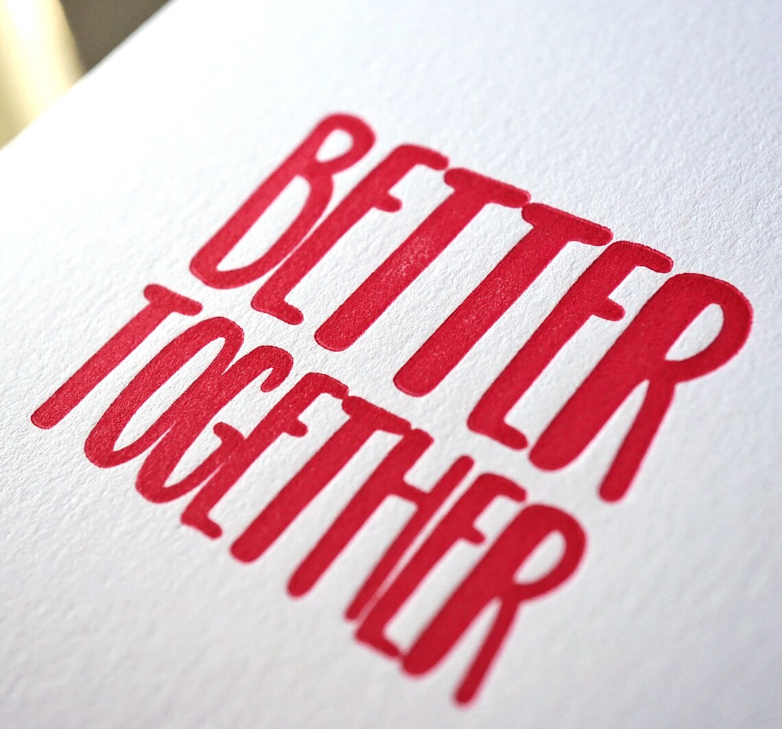 BETTER TOGETHER letterpress cardAnniversary Wedding | Etsy