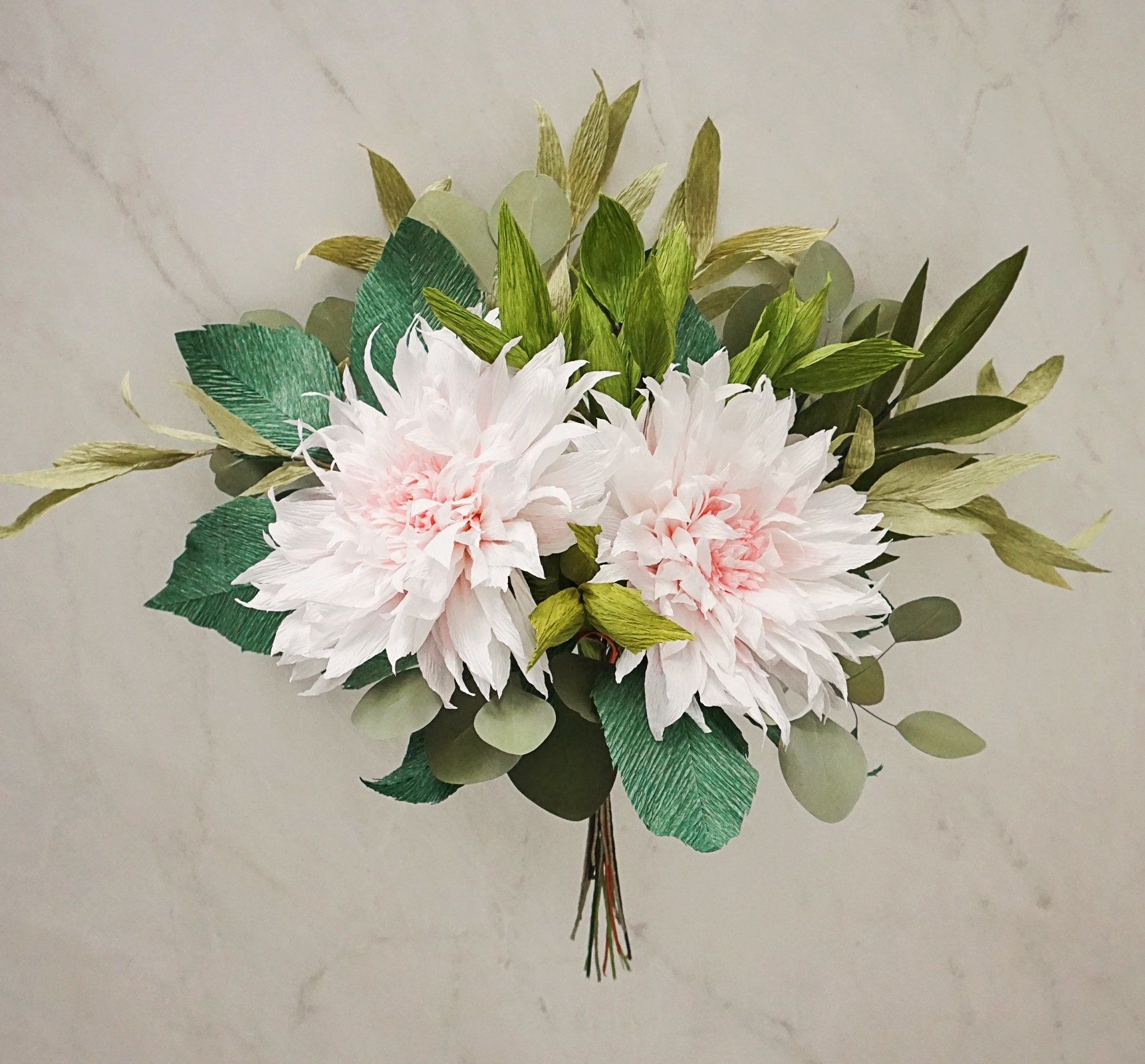 Dearest Dahlia Handmade Crepe Paper Flower Bouquetbridal | Etsy