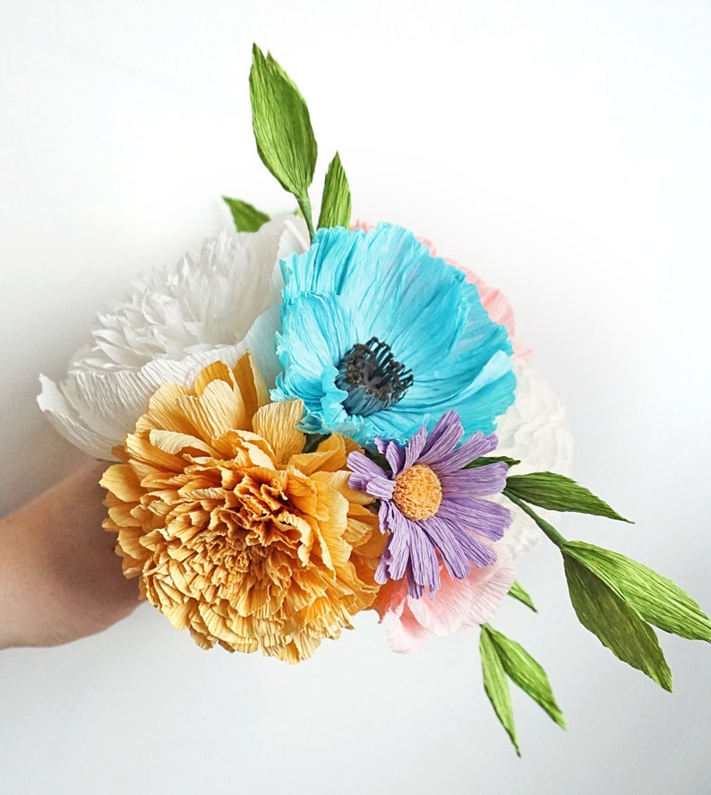 Multicolor Pastel Handmade Crepe Paper Flower Bouquet the - Etsy Canada