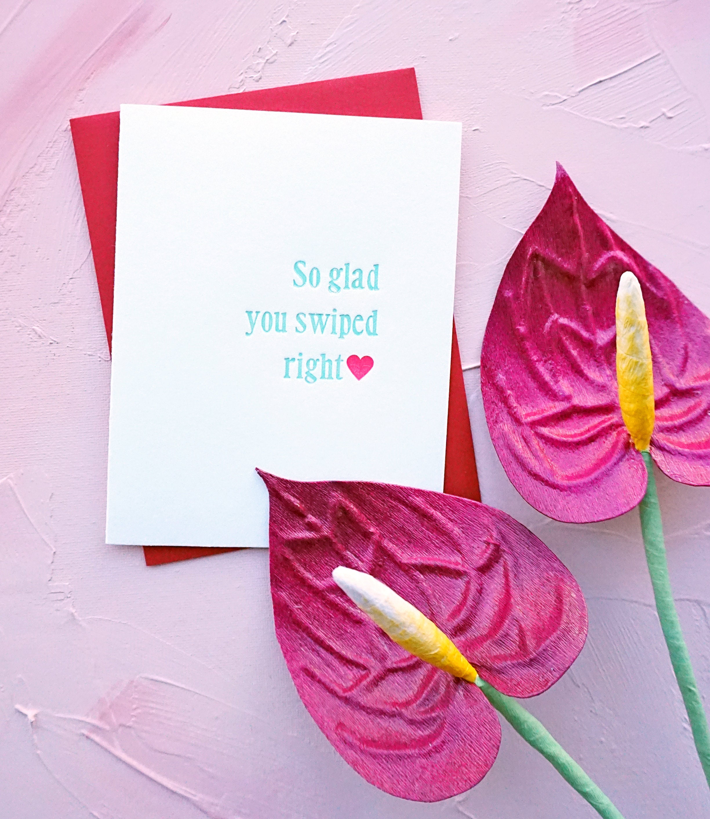 So glad you swiped right letterpress card | Etsy