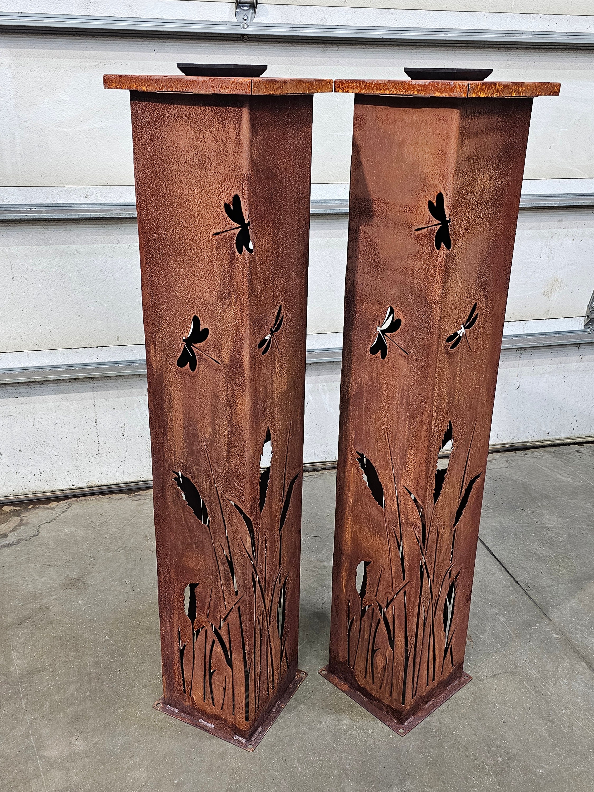 Lighted Garden Column,steel, Metal Art,outdoor Decor,garden Art,lighted ...