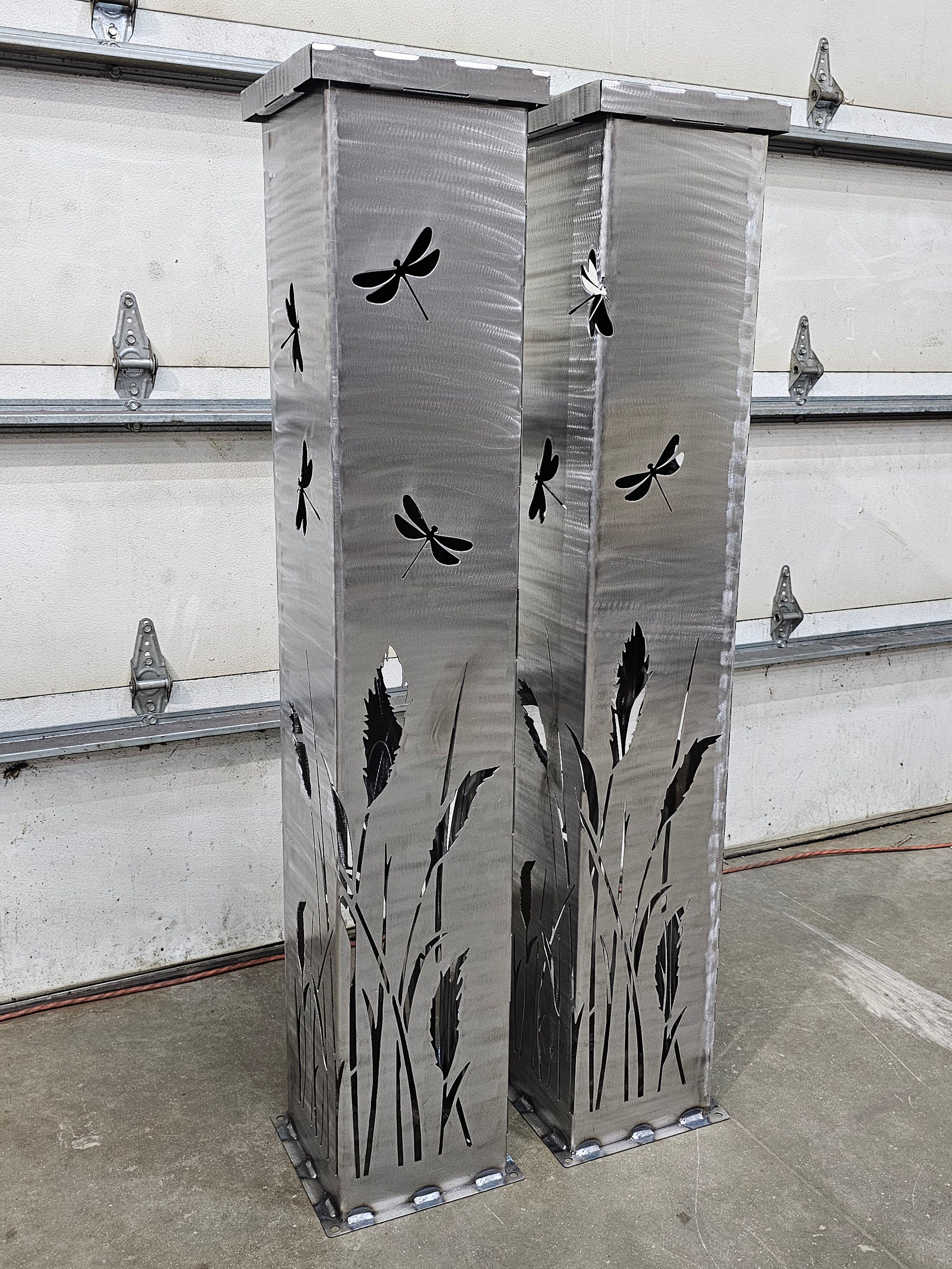 Lighted Garden Column,steel, Metal Art,outdoor Decor,garden Art,lighted ...