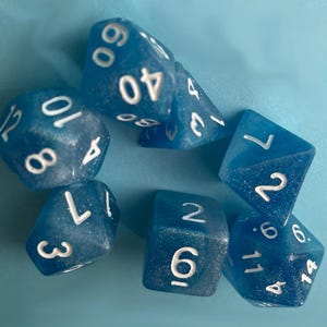 RPG Dice Set Frostbound Serenity – Handcrafted Blue and White Dice With ...