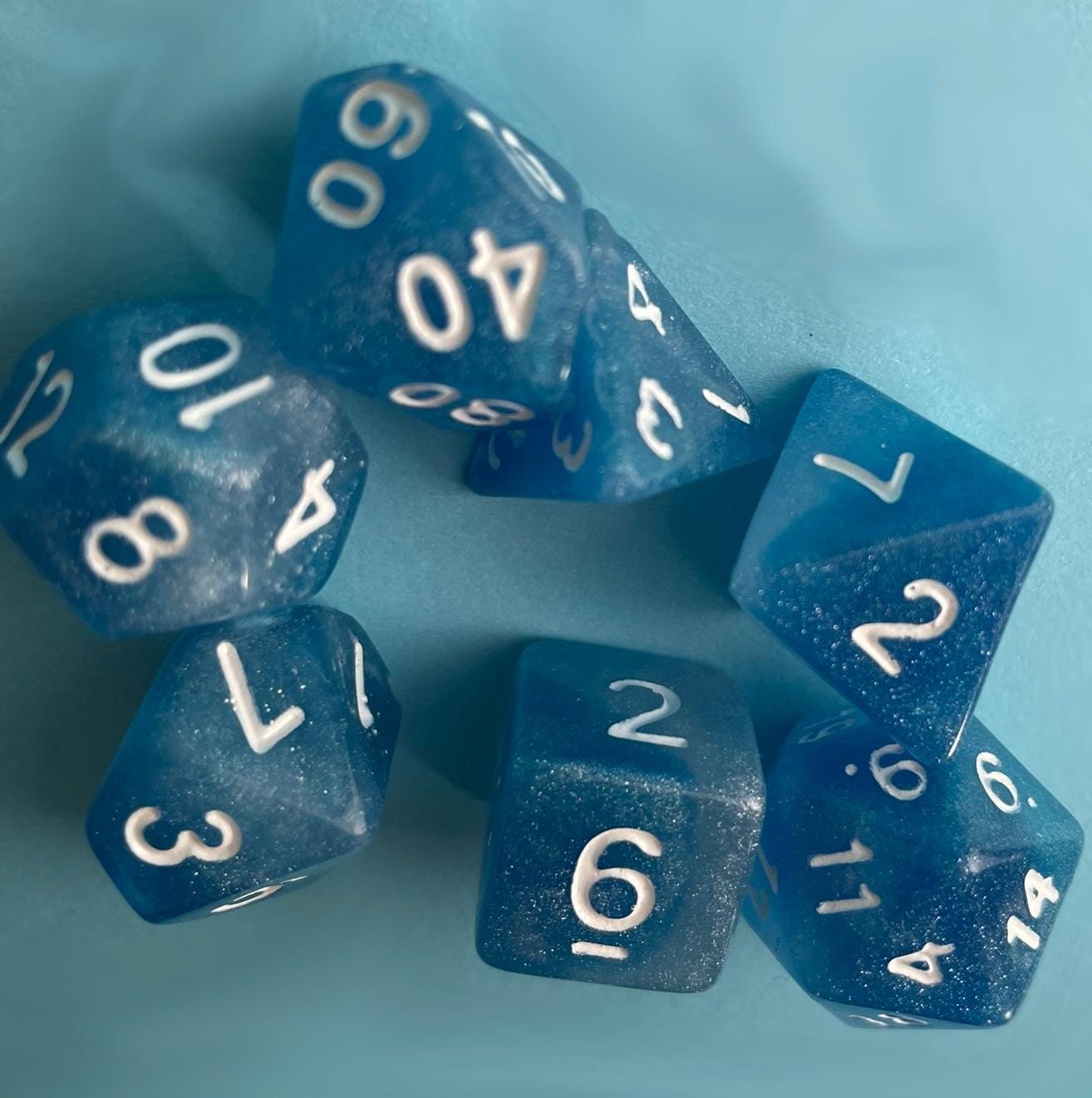 RPG Dice Set Frostbound Serenity – Handcrafted Blue and White Dice With ...