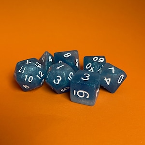 RPG Dice Set Frostbound Serenity – Handcrafted Blue and White Dice With ...
