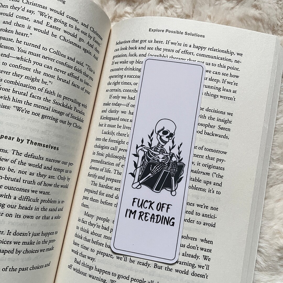 Skeleton Bookmarks Laminated Double Sided Gifts for Book Lovers Fuck ...