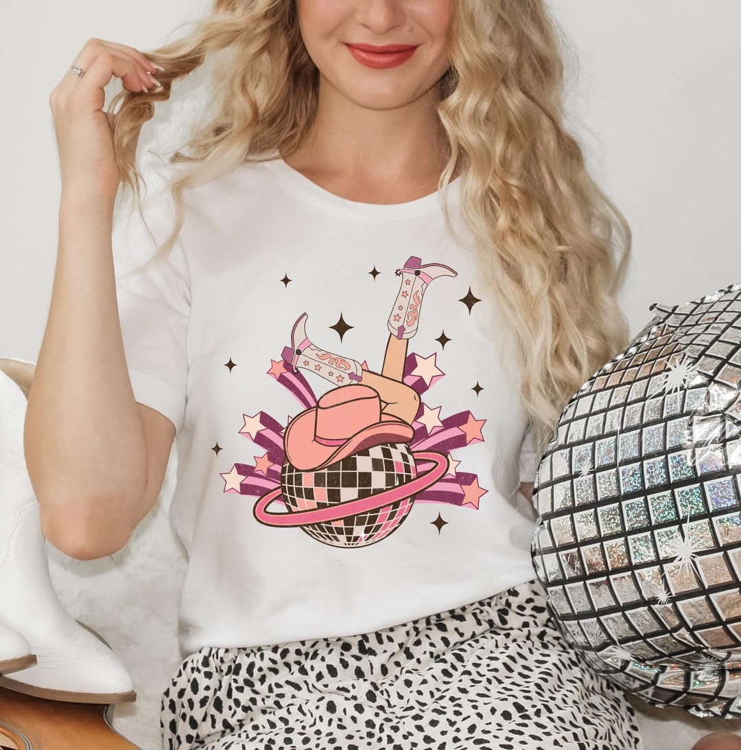 Disco Cowgirl T-shirt | Cowgirl Disco Ball Tee | Country Glam T-shirt ...