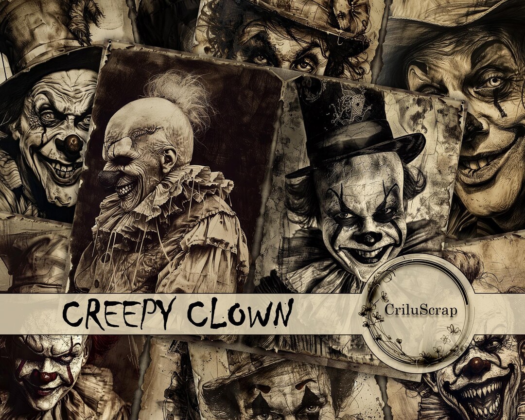 Scary Clown Halloween Junk Journal,creepy Circus Clown,halloween ...