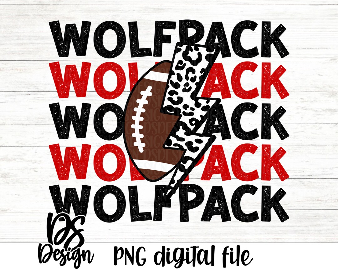 Wolfpack Football, Red & Black, Wolfpack Lightning Bolt, School Spirit ...