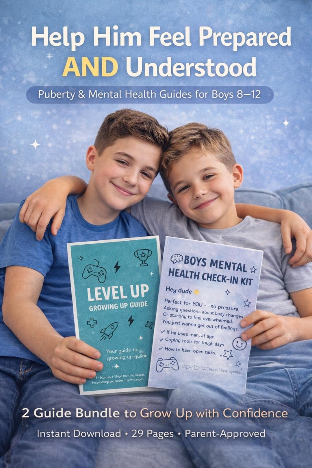 Boys Puberty & Mental Health Guide Bundle | Ages 8-12 (printable PDF ...