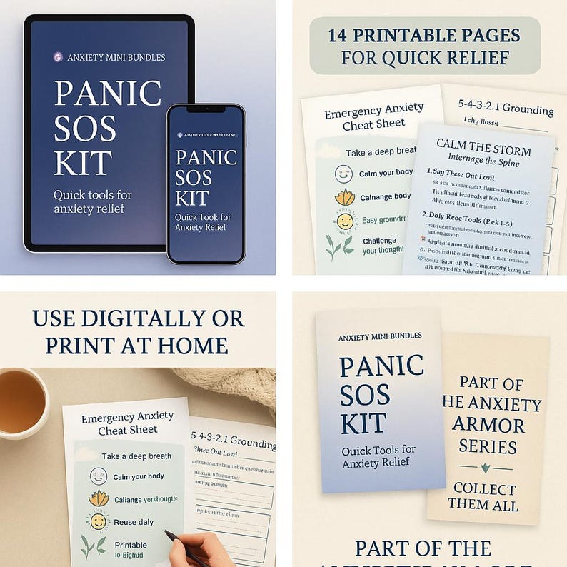 Panic SOS Workbook | Printable Toolkit for Calming Anxiety and Grounding Fast - Etsy