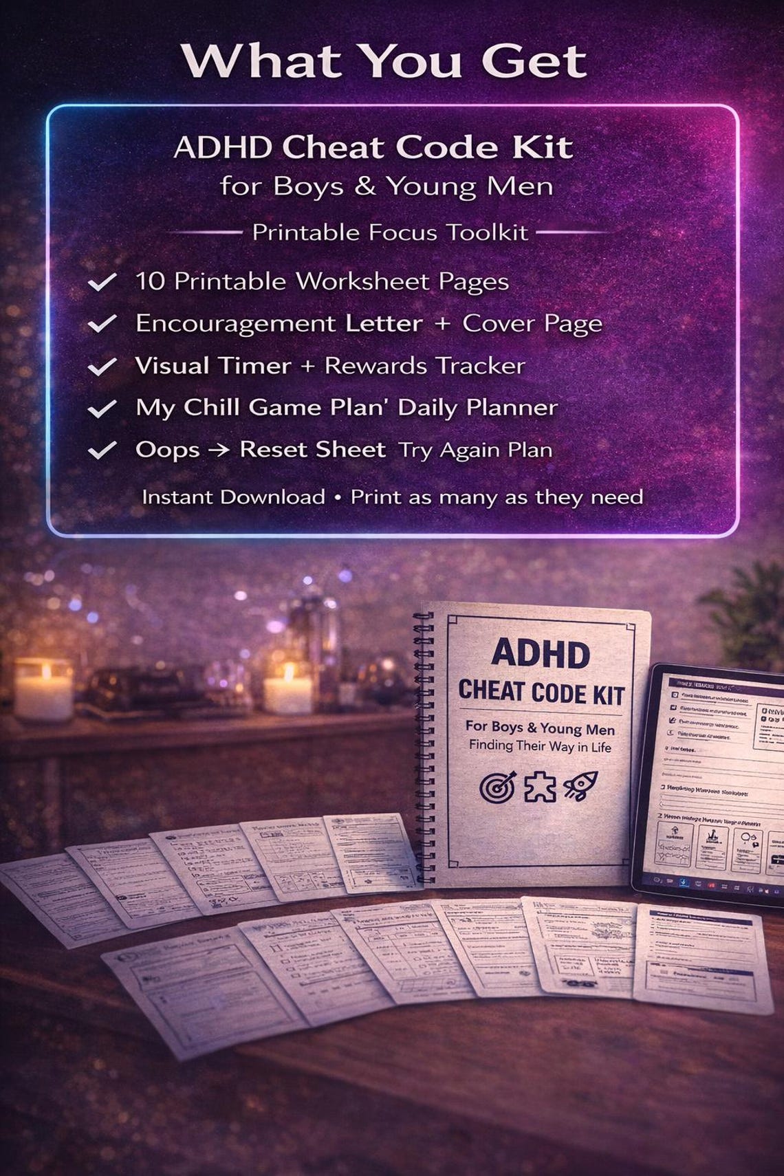ADHD Cheat Codes for Adults | Printable Toolkit for Focus, Productivity ...