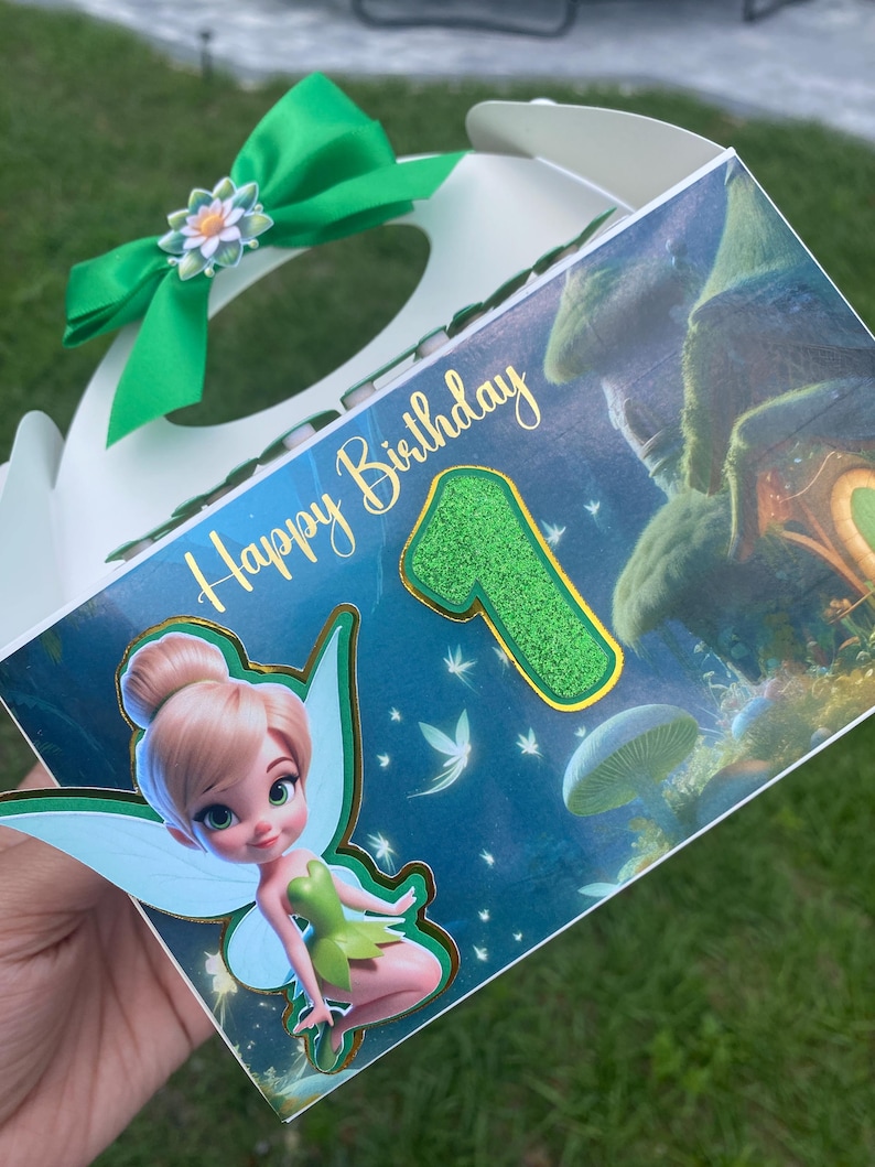 Tinkerbell Personalized Favor Box | Green & Gold Tinkerbell Party Box ...