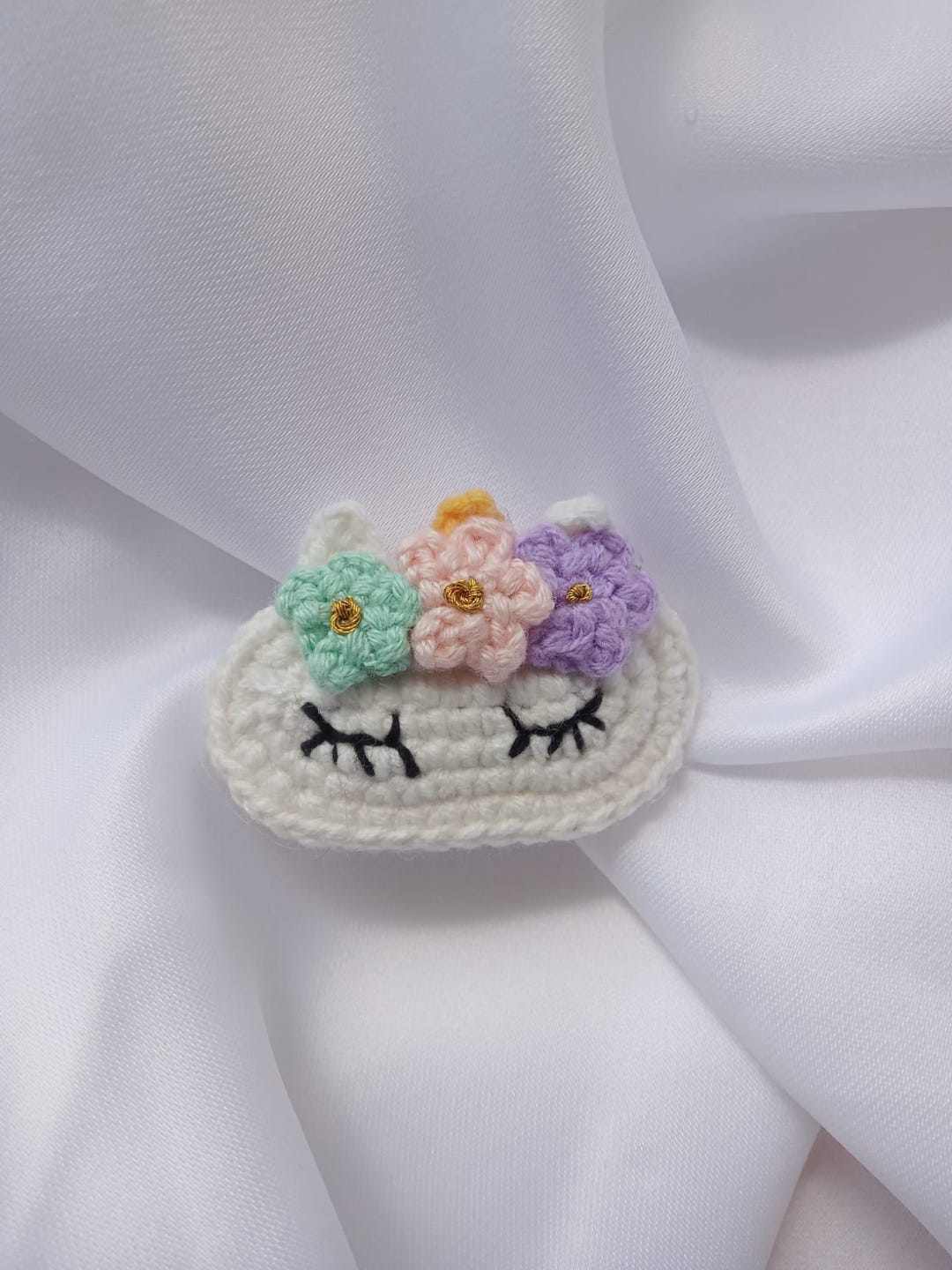 Crochet Daisy Hairclip Pattern, Crochet Clip Pattern, Hair Clip Crochet ...