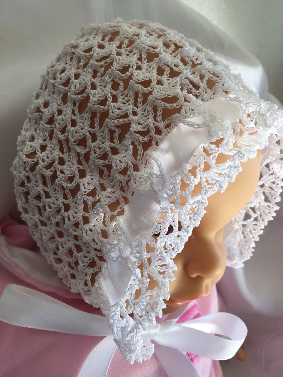 Baby Bonnet, Heirloom Bonnet, Crocheted Bonnet, Christening Bonnet ...