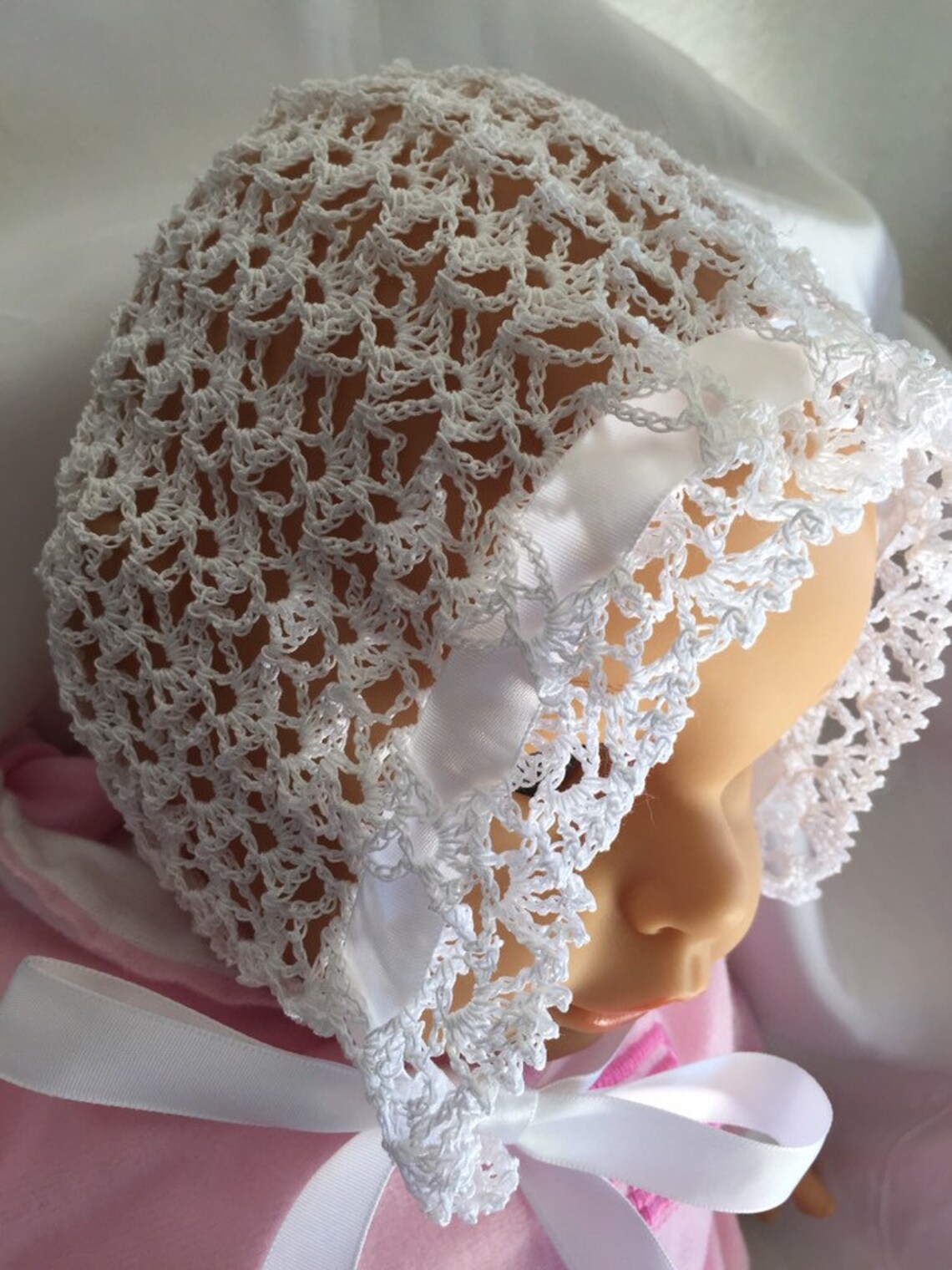 Baby Bonnet, Heirloom Bonnet, Crocheted Bonnet, Christening Bonnet ...