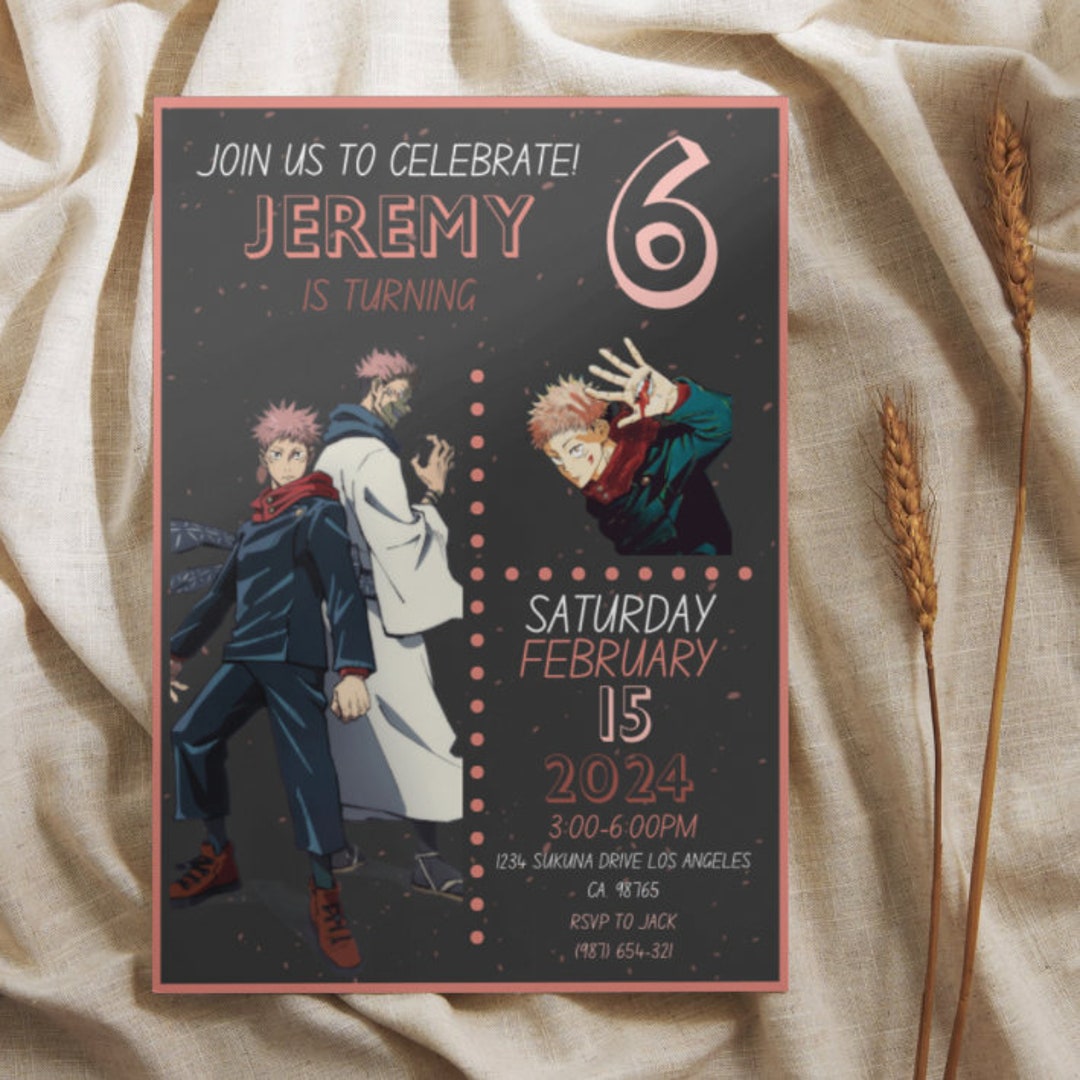 Customizable Birthday Card Invitation Sukuna Jujutsu Kaisen - Etsy UK